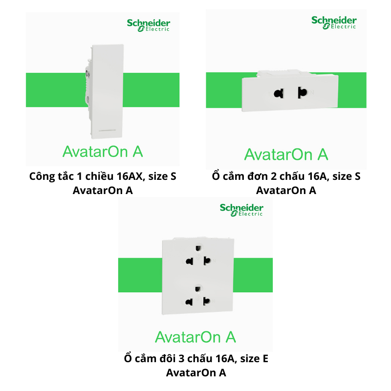 Bộ công tắc, ổ cắm , mặt thiết bị Schneider Electric dòng Avataron A ...