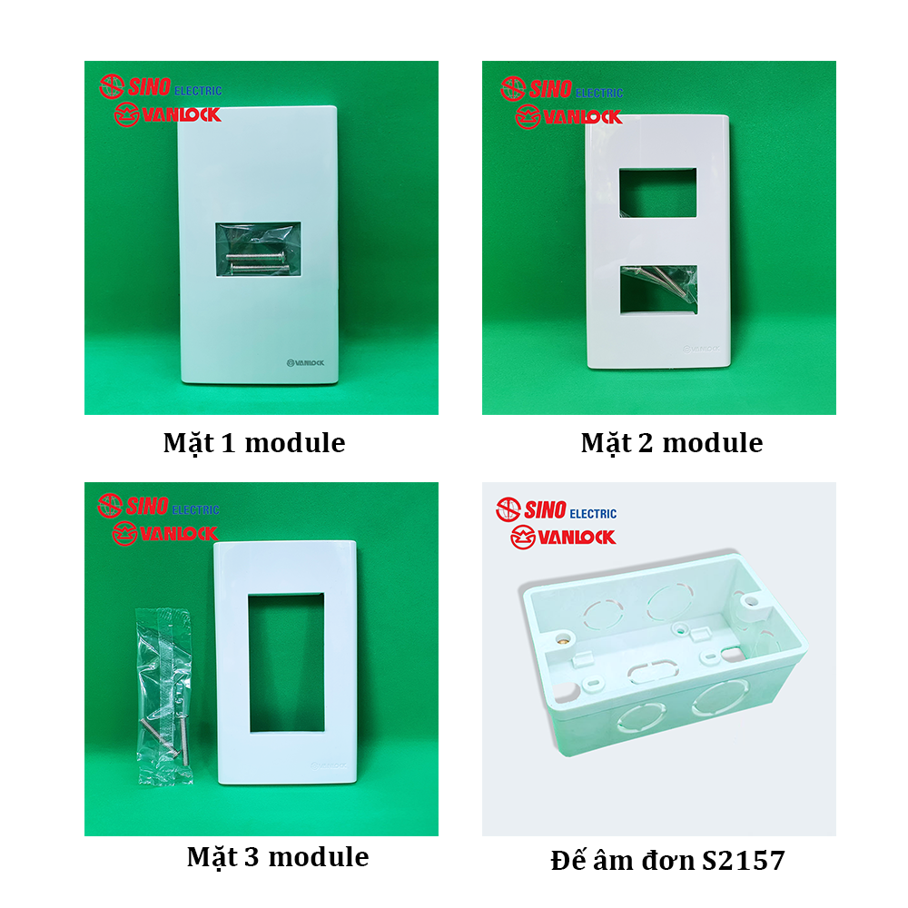 Ổ cắm TV, ổ cắm mạng, ổ cắm điện thoại Sino Vanlock, mặt thiết bị, đế ...
